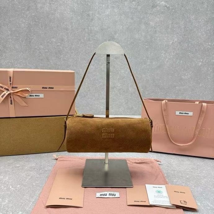 MIU MIU Mini cylindrical hand-held shoulder bag frosted/brown 5717 ...
