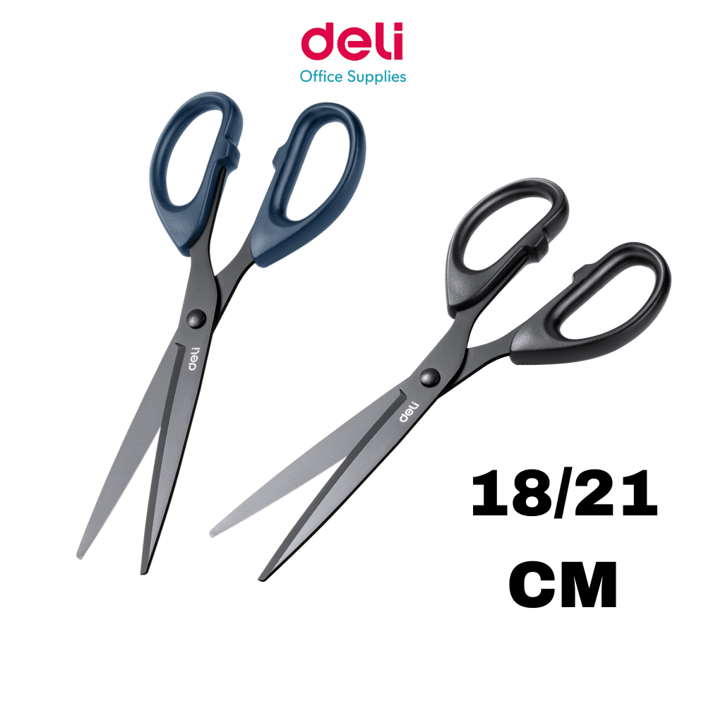 Deli 6009 Scissors กรรไกรสแตนเลสเคลือบดำกันสนิม | Shopee Thailand