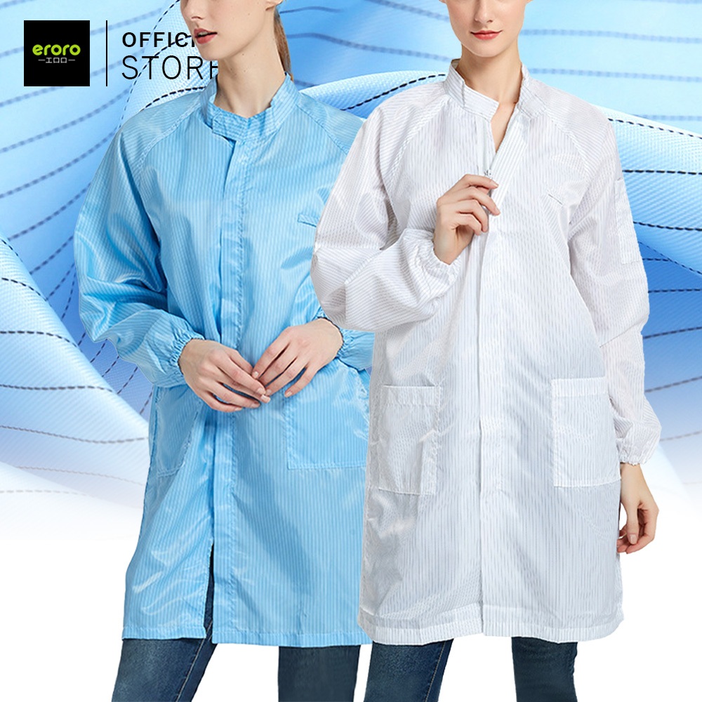 ERORO ชุดป้องกันไฟฟ้าสถิตย์ ชุดคลีนรูม/ ชุดกันฝุ่น / ใช้ซ้ำได้ 2สี ใส่ ...