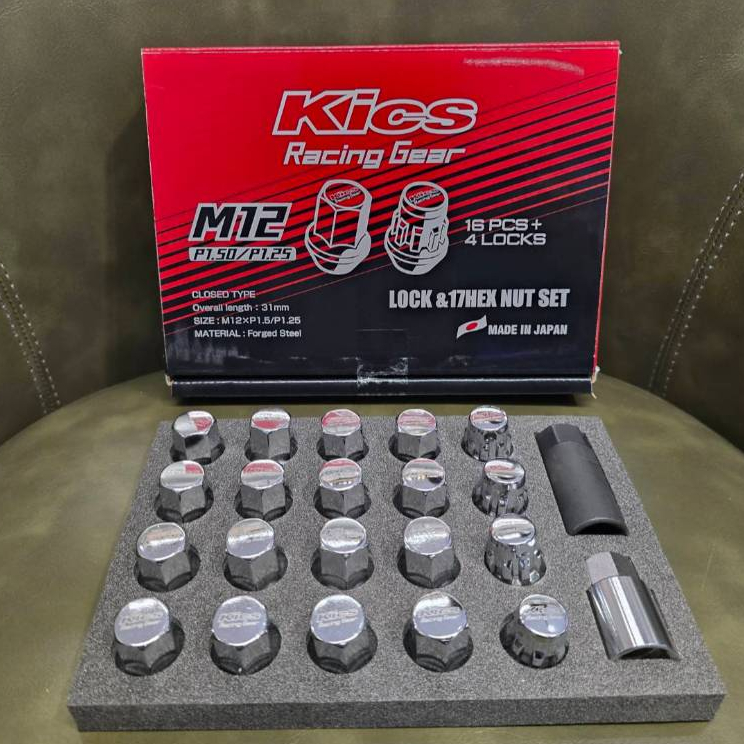 น๊อตล้อ Kyo-ei Kics with Lock Nuts ของแท้ สีเงิน เกลียว 1.5 และ 1.25 ...