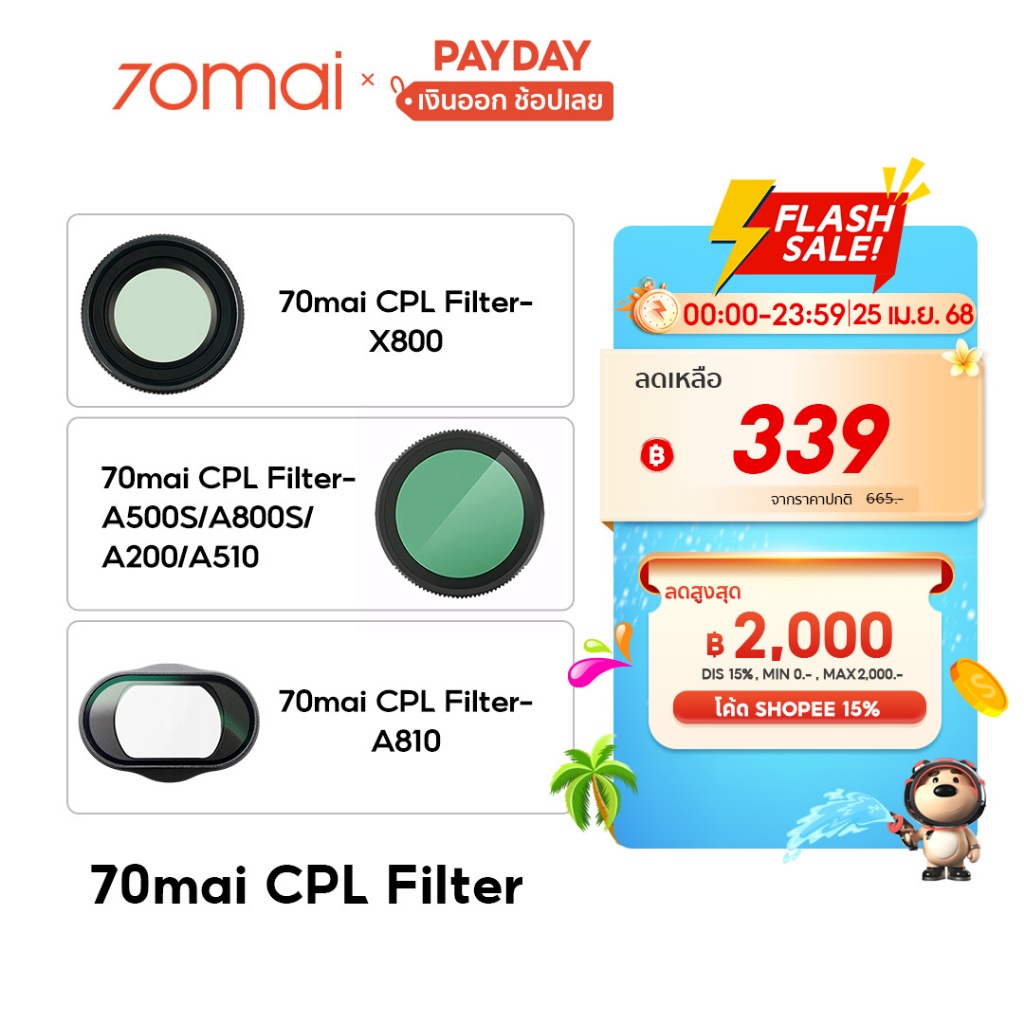 70mai CPL Filter สําหรับ 70Mai Dash Cam ใสสุดๆ กันน้ำ กันรอยขีดข่วน ลดแสงสะท้อน | Shopee Thailand