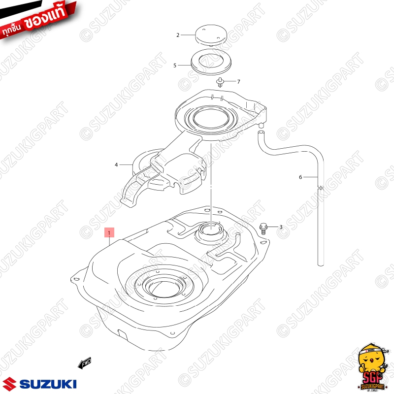 ถังน้ำมันเชื้อเพลิง TANK COMP, FUEL แท้ Suzuki Shooter 115 Fi / Smash ...