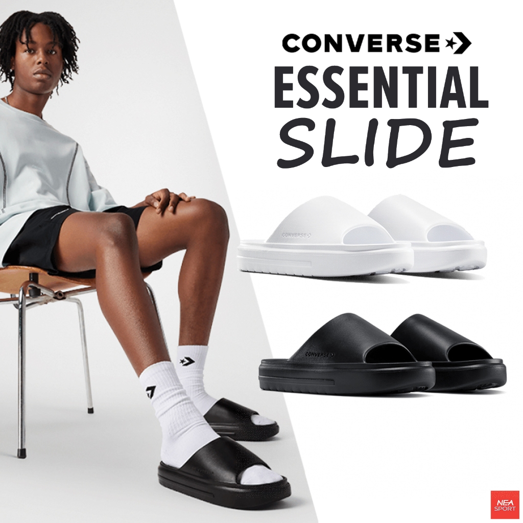 [ของดี ในราคาที่โลกจำ!] CONVERSE Essential Slide รองเท้าแตะ ทรงสวม รุ่นใหม่ล่าสุด | Shopee Thailand