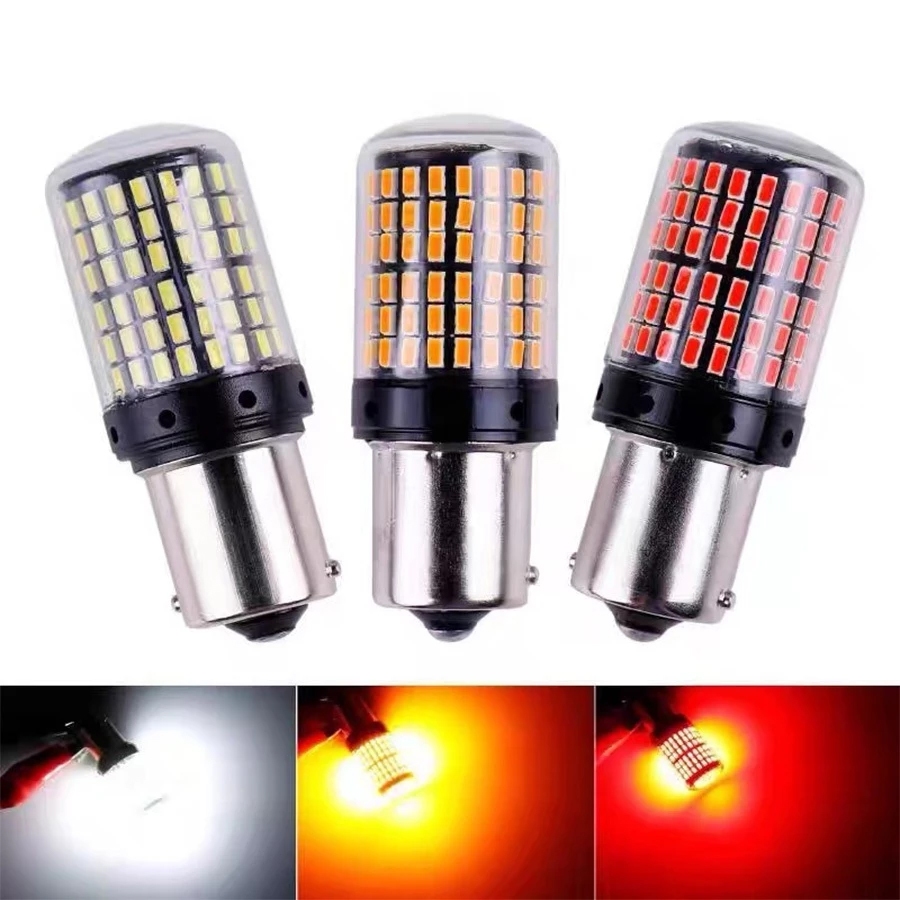 144led ลูกปัด 21W Ba15s 1156 Bay15d 1157 หลอดไฟ LED ไฟเลี้ยว DRL หมอก ...