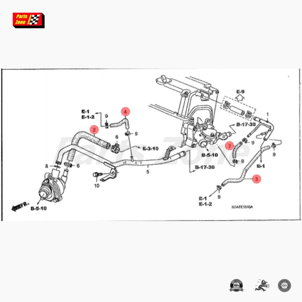 แท้ศูนย์ ท่อยางน้ำ ท่อยางหม้อน้ำ ACCORD G7 (2.0) ฮอนด้า แอคคอร์ด ปี03 ...