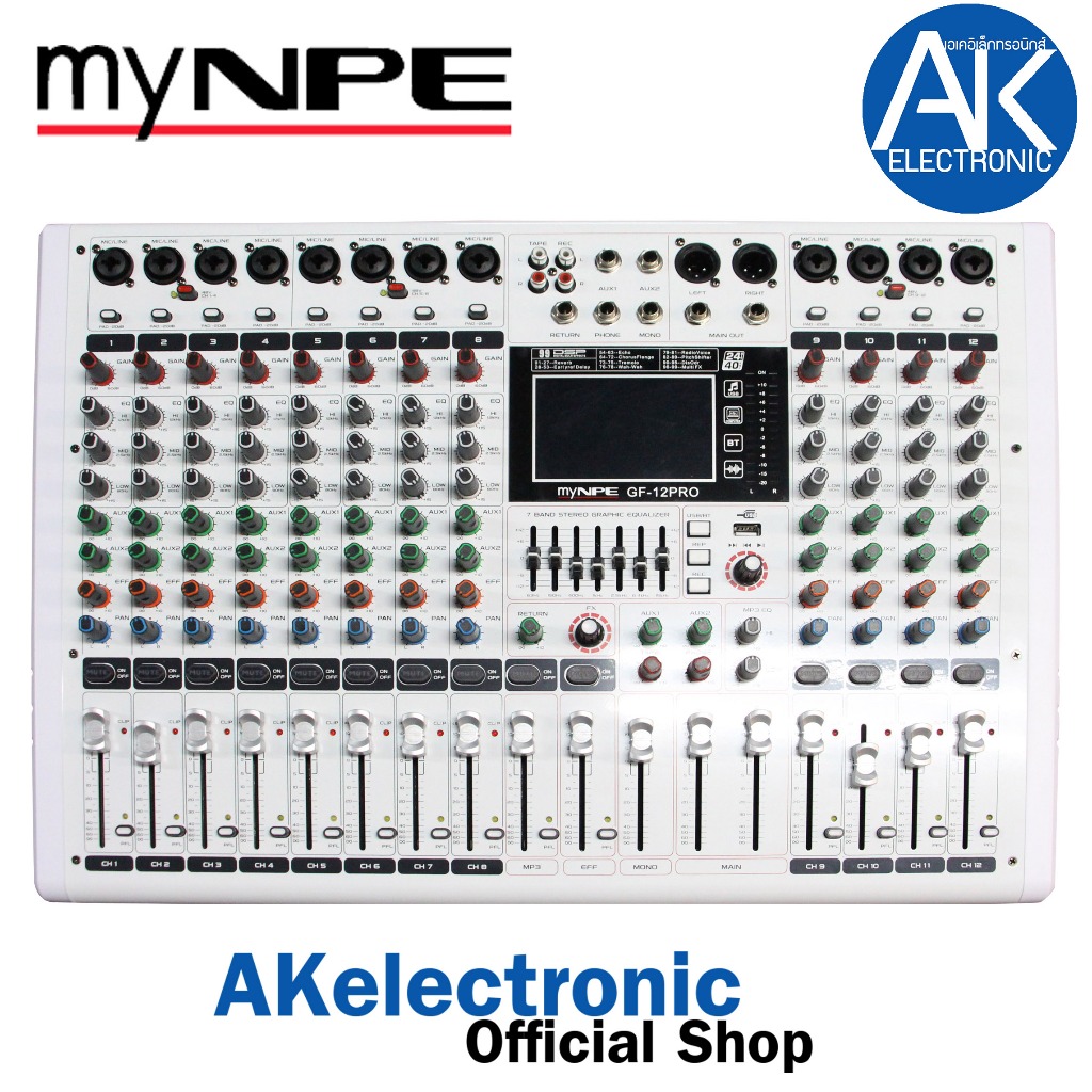 MYNPE GF-12PRO MIXER มิกเซอร์ 12 ช่อง พร้อมเอฟเฟคแท้99DSP บลูทูธ usb interface มิกเซอร์อนาล็อก ...
