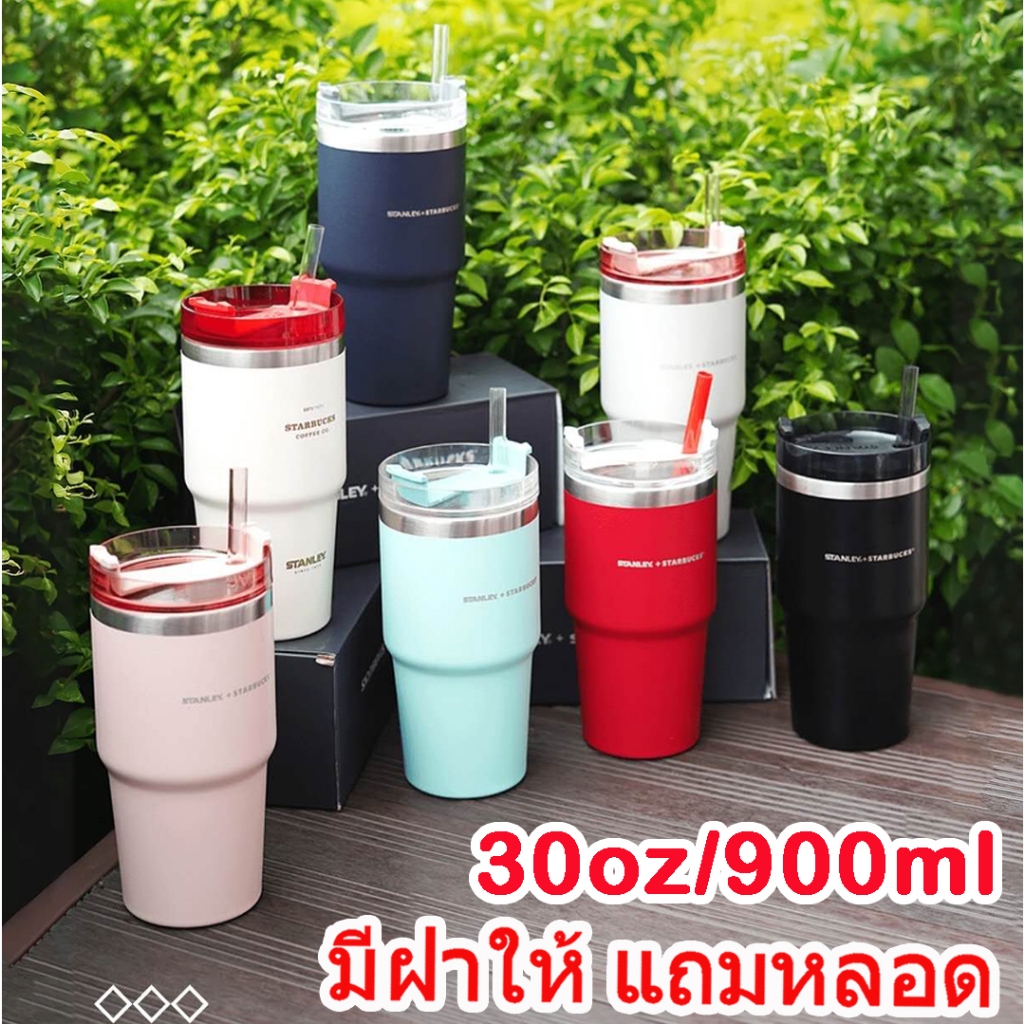 แก้วน้ำ กระติกน้ำ30oz/900ml แถมหลอดพร้อมฝา สแตนเลส304 เก็บร้อน-เย็น แก้ว Stanley STARBUCKS 30ออน ...