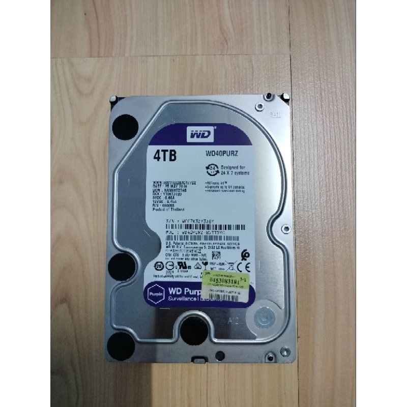 Hdd.4TB.WD Purple WD40PURX.มือสองเทสแล้วใช้งานได้ปกติ อึดทนเหมาะกับงาน ...