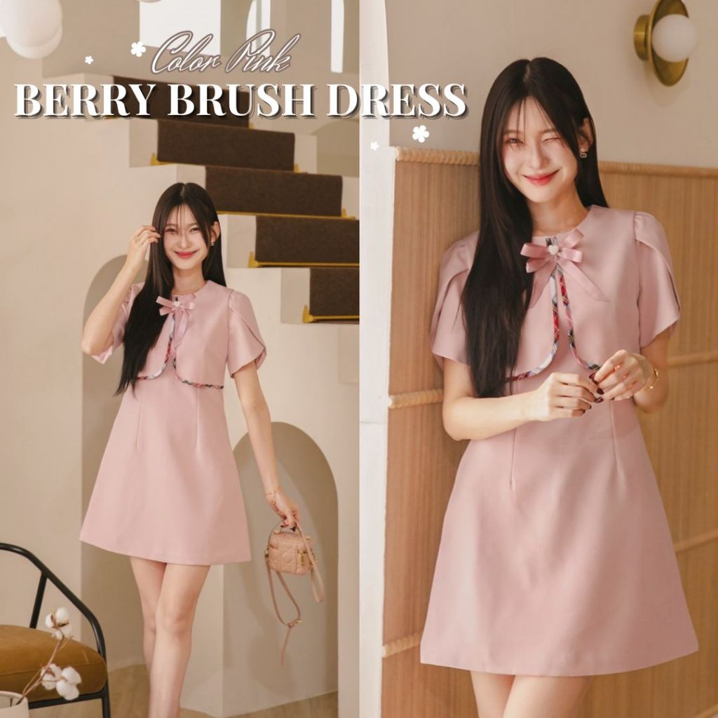 DR0469 LABELLE รุ่น Berry Brush Dress เดรสสีแดง คริสต์มาส | Shopee Thailand