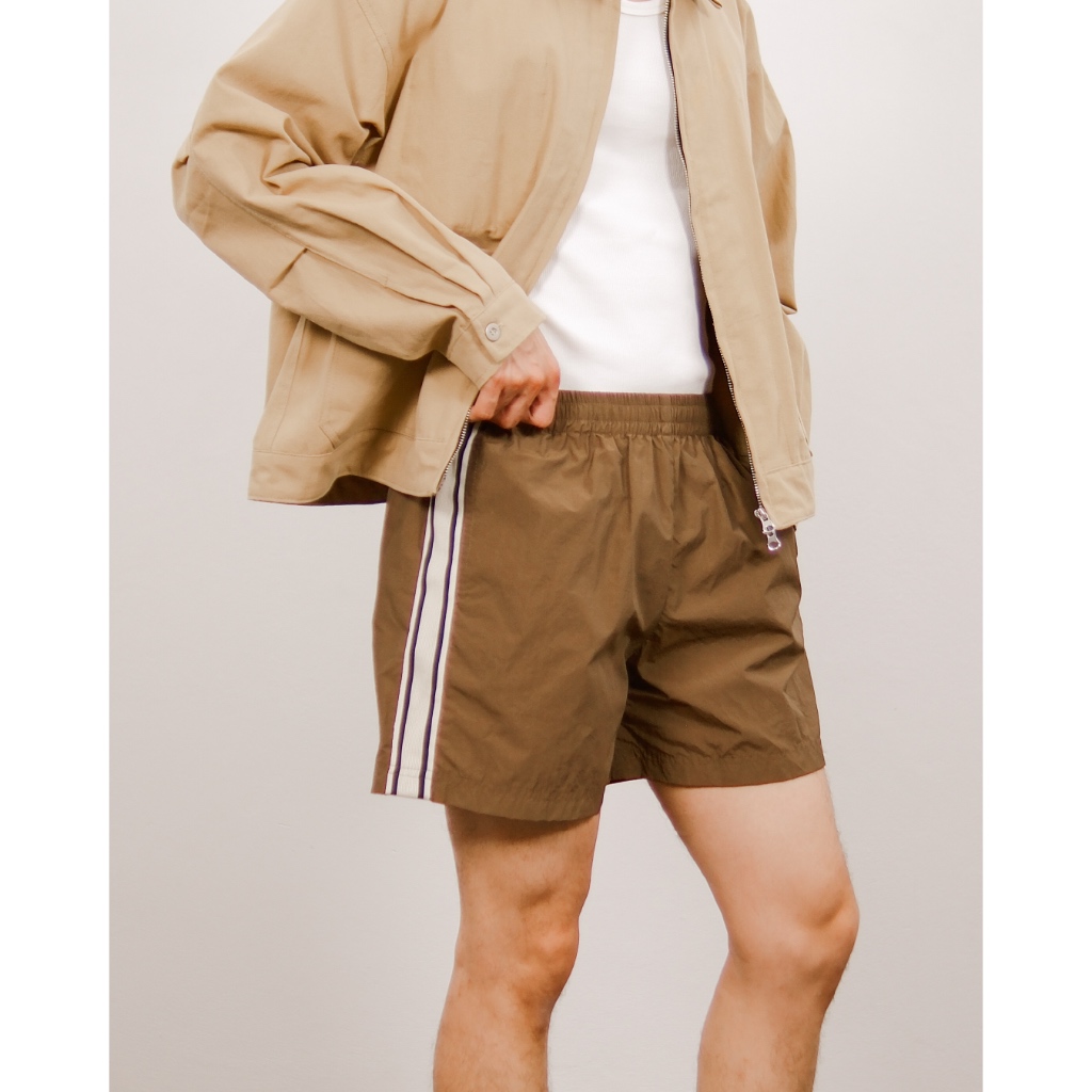 Nylon Track Shorts in Chocolate Brown| กางเกงขาสั้น สไตล์สปอร์ต ผ้าไน ...