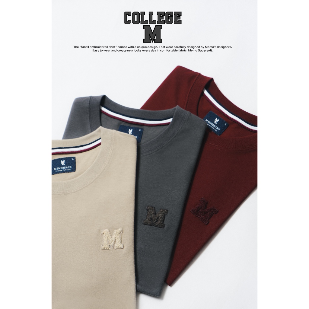 MeMo™ | NEW | College M งานปักไหมฟูพรีเมียม ผ้า Supersoft แขนสั้น ทรง ...