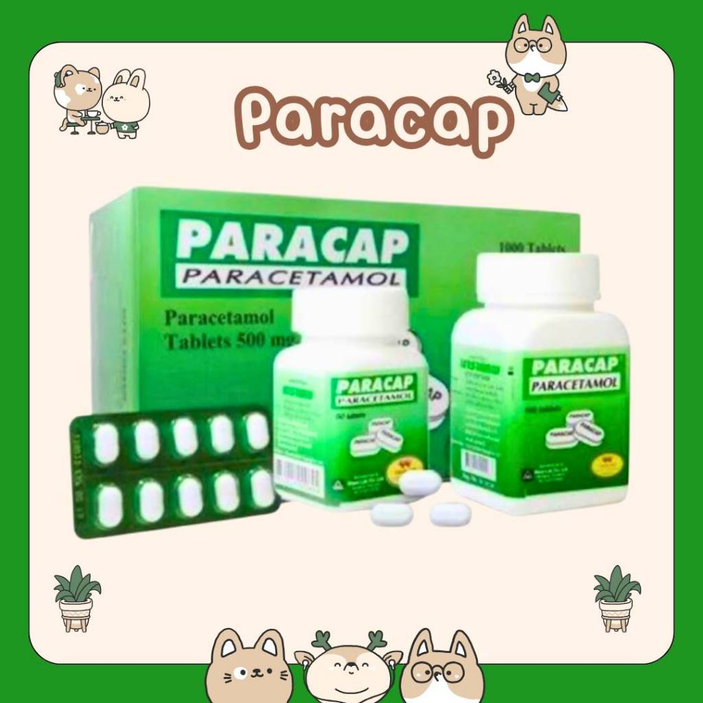 &PARACAP 500 mg. พาราแคพ พาราเซตามอล แผง กระปุก ลดไข้ (ยาสามัญประจำบ้าน ...