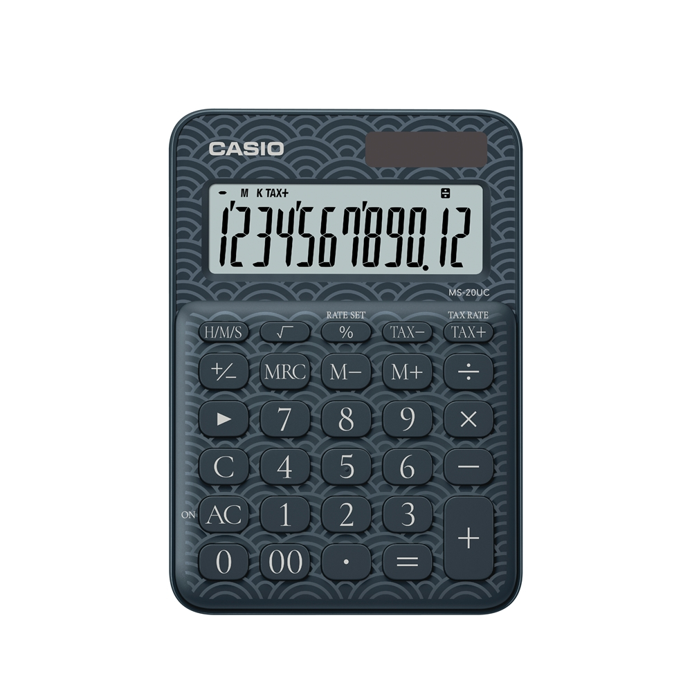 Casio Calculator เครื่องคิดเลข คาสิโอ รุ่น MS-20UC-JBU แบบสีสัน ขนาดพอเหมาะ 12 หลัก - สีน้ำเงิน ...