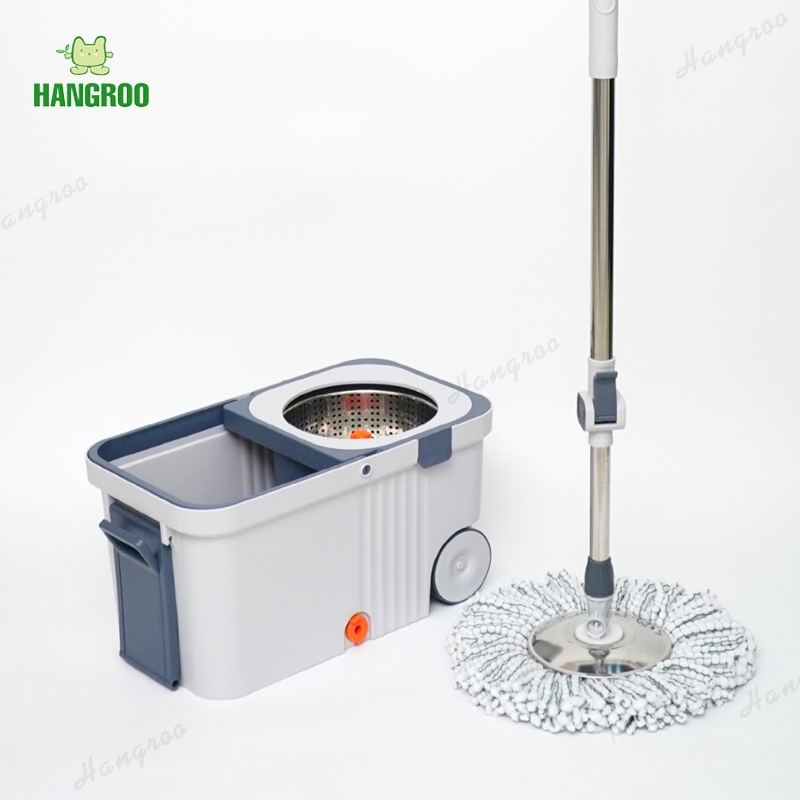 HANGROO H694 ไม้ถูพื้น ไม้ม๊อบถูพื้น ถั่งปั่นสแตนเลส SPIN MOP พร้อมผ้า ...