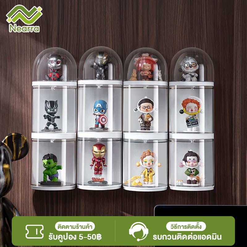 🔥🔥Nearra กล่องจัดเก็บแสดงชั้นวางหมุนไปรอบๆสามารถแขวนบนผนังป้องกันฝุ่น ...