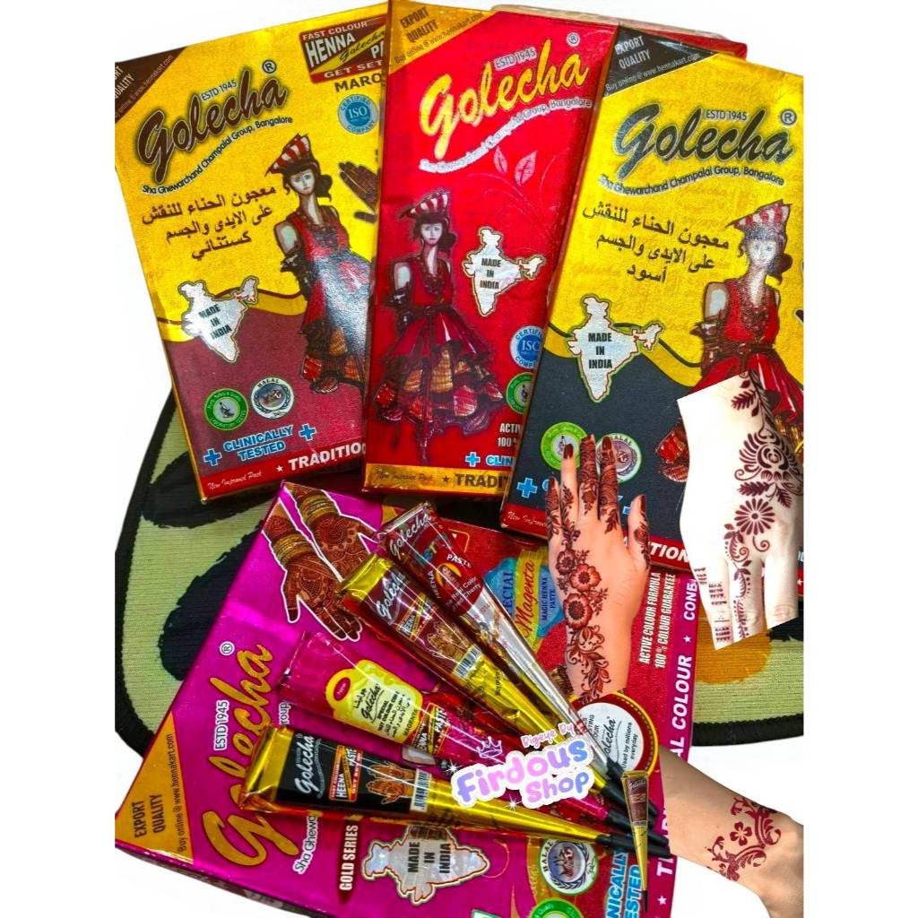 เฮนน่า (1กรวย) สีแดง เพ้นมือ GOLECHA,HENNA,CHERRY Black Pink Maroon ...