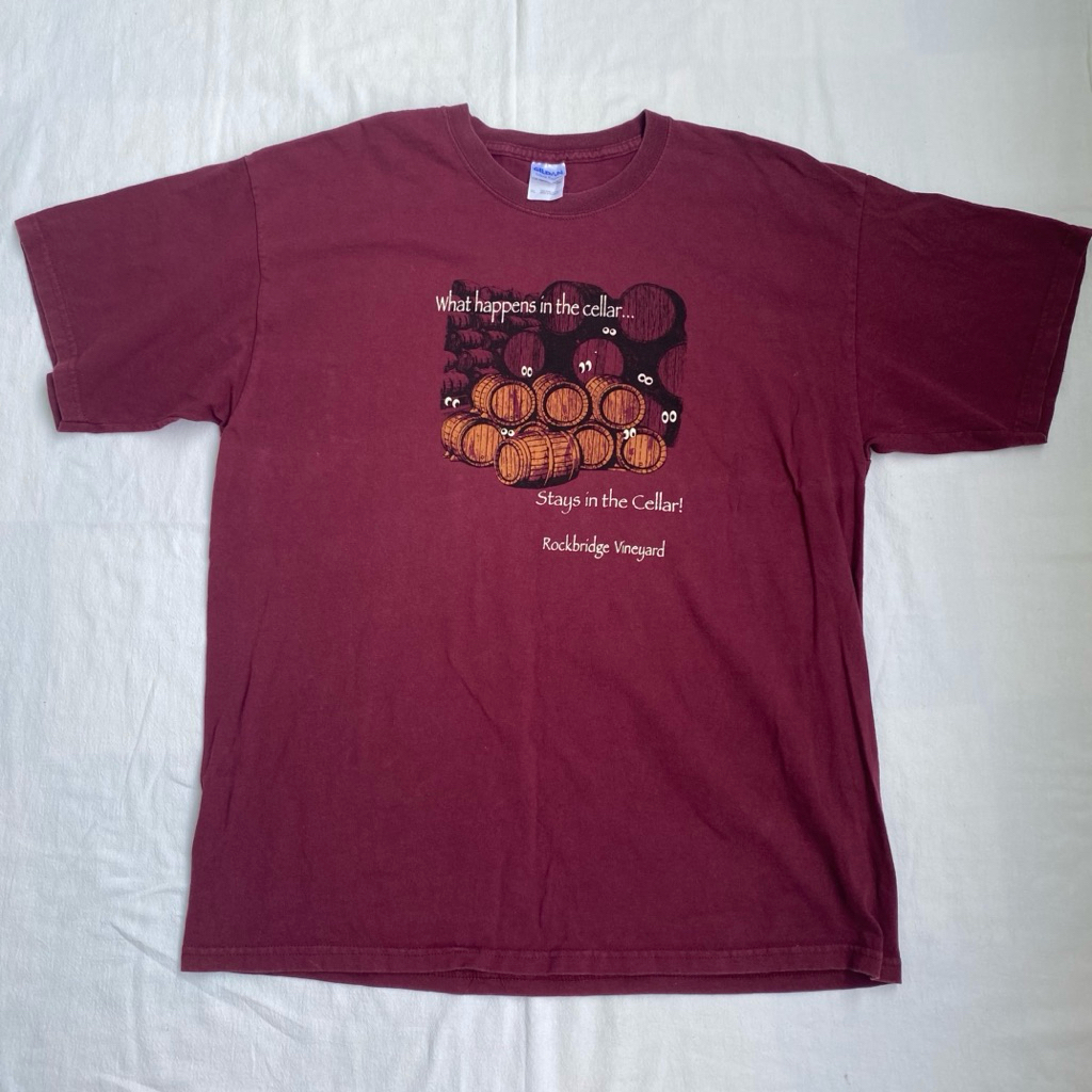 เสื้อยืดมือสองลายถังไวน์สอดส่องไปทั่ว#j229 | Shopee Thailand