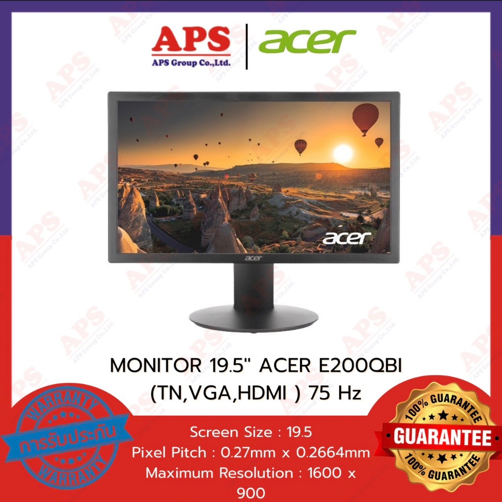 MONITOR 19.5'' ACER E200QBI (TN,VGA,HDMI ) 75 Hz | Shopee Thailand
