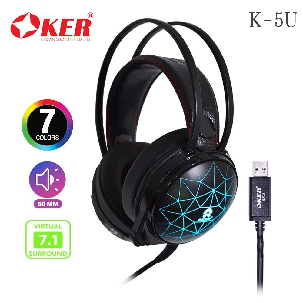 OKER K-5U GAMING HEADSET 7.1 USB SOUND EFFECTS HEADPHONE หูฟังเกมมิ่ง หูฟังคอมพิวเตอร์ | Shopee ...