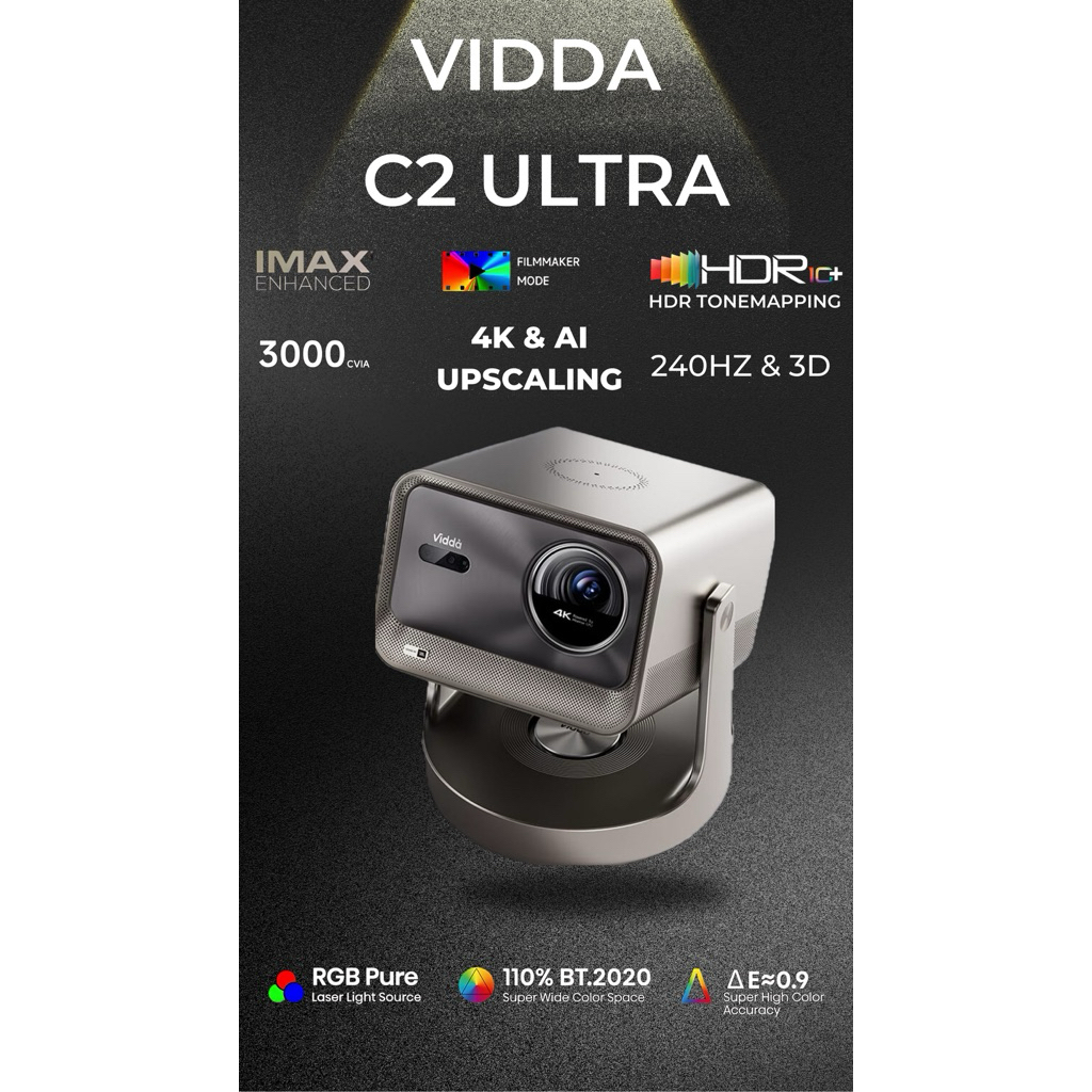 Vidda C2 Ultra Triple Laser 4K โปรเจคเตอร์ 3000 ANSI Lumens | Shopee Thailand