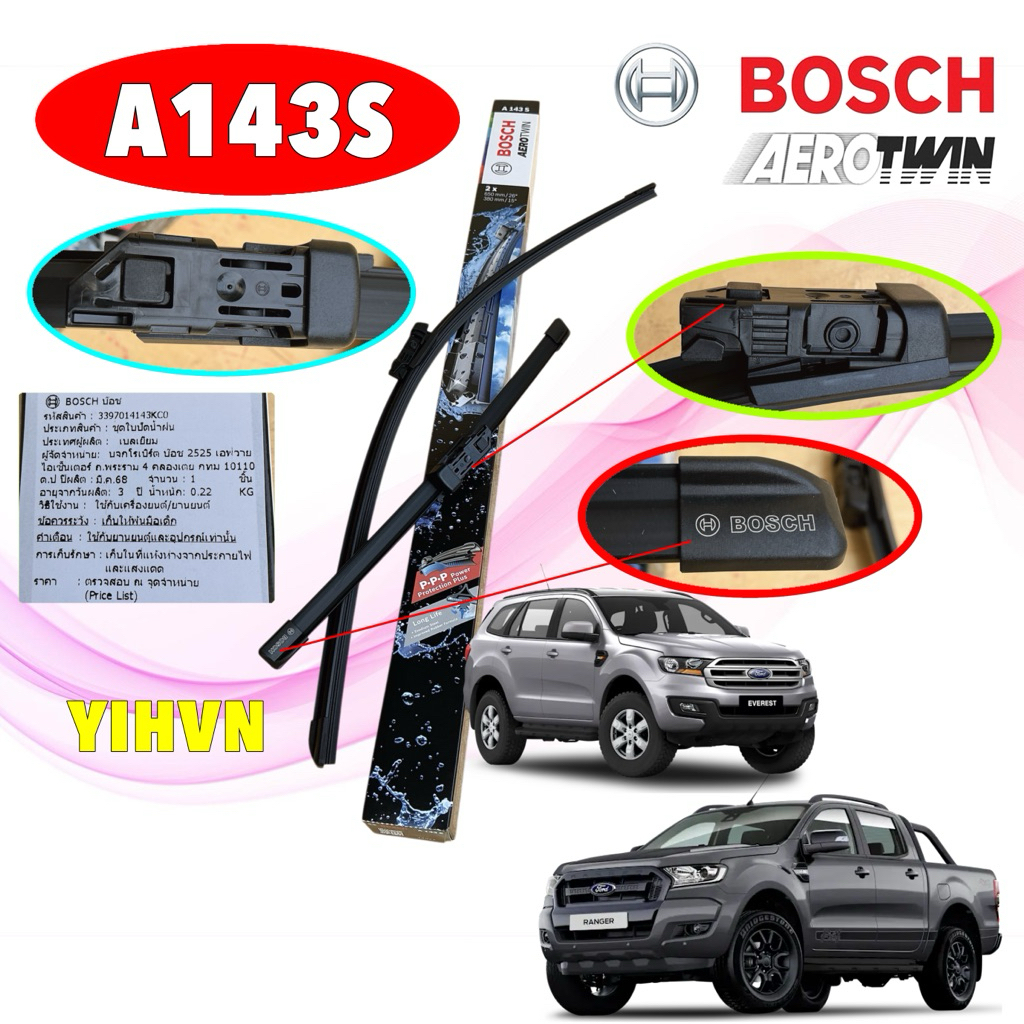 ใบปัดน้ำฝน 1คู่ ตรงรุ่น 15+26 นิ้ว BOSCH AEROTWIN FORD RANGER T5 T6 ...