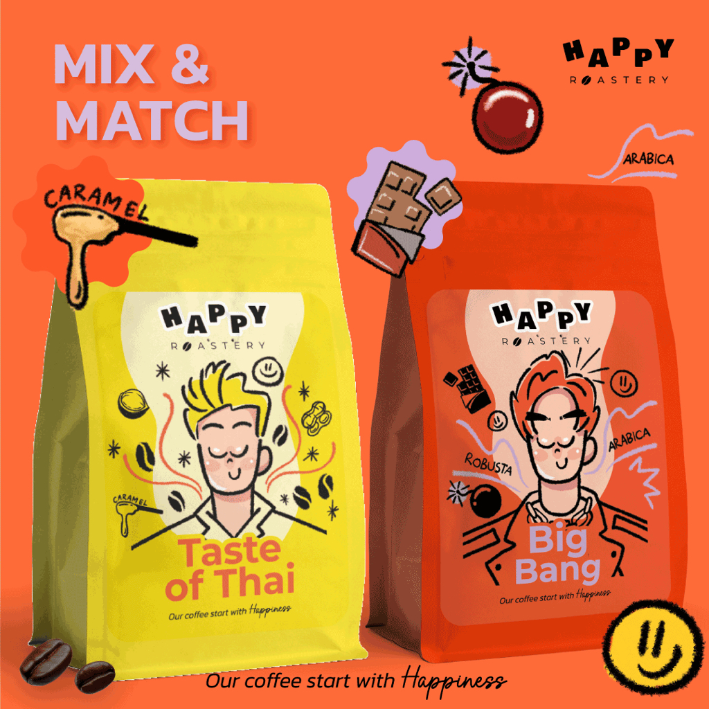 [2 ถุง] Happy Roastery เมล็ดกาแฟคั่ว Taste of Thai & Bigbang | Shopee ...