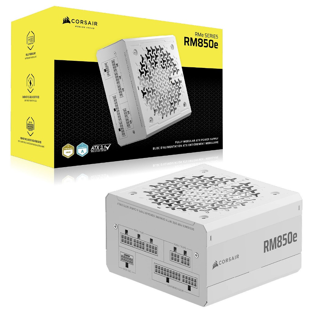 PSU CORSAIR RM850e RM750e White Fully Modular Cybenetics Gold ATX 3.1 ...