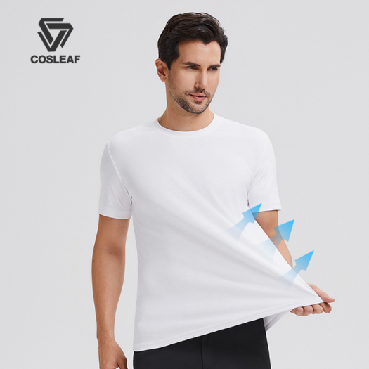 Cosleaf เสื้อยืดคอกลมสำหรับผู้ชายสะท้อนน้ำได้ดี ผ้า Cotton แท้100% ใส่ ...