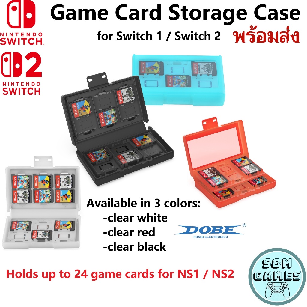 กล่องเก็บตลับเกมส์ NS1 NS2 Nintendo Switch 1 2 กล่องใส่เกม 24 in 1 Game Card Storage Case ...