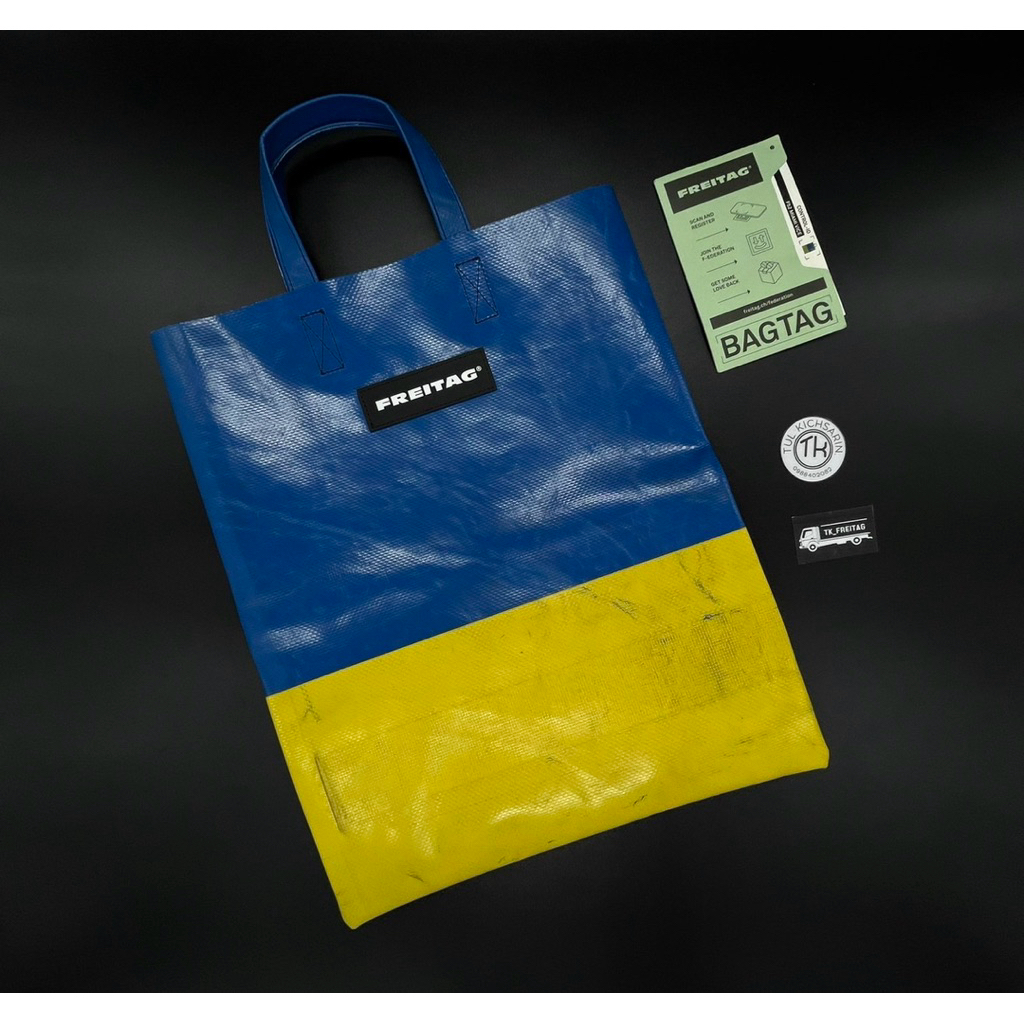 กระเป๋า Freitag : F52 Miami Vice ผ้าสีน้ำเงิน สกรีนสีเหลือง | Shopee ...