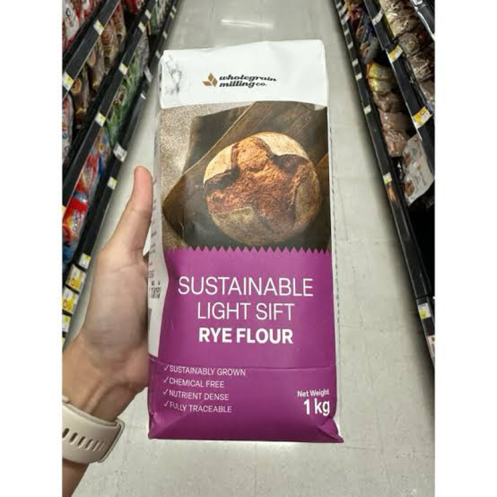 Sustanable light sift rye flour 1kg. แป้งข้าวไรย์สีดำ สำหรับเบเกอรี่ ...