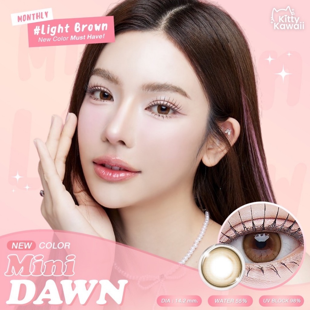คอนแทคเลนส์(มินิ)🔥Mini Dawn🔥(Kitty Kawaii) สี : Light Brown / Brown ...