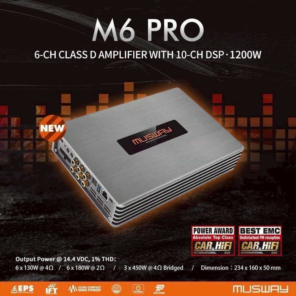 DSP amp Musway M6 PRO 6CH CLASS D AMPLIFIER WITH 10CH DSP1200W เพาเวอร์ ...