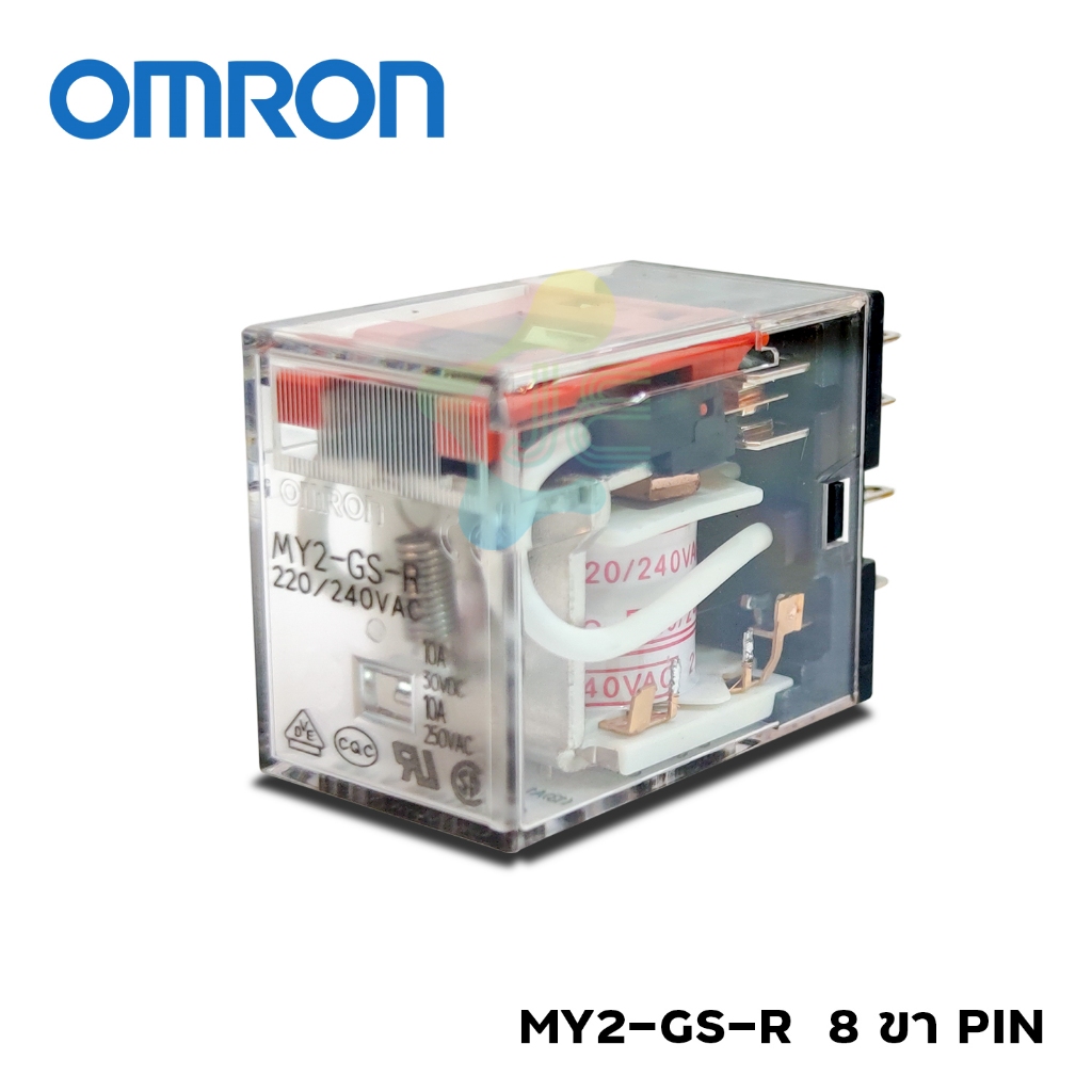 รีเลย์ Relay MY2-GS-R แรงดันคอยล์ 220VAC 8Pin 8ขา Omron + ซ็อกเก็ตรีเลย์ Socket Relay PYF08A-E ...