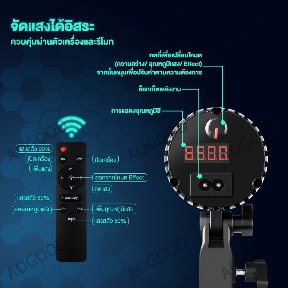 ไฟสปอตไลท์ ไฟ led ถ่ายภาพสปอตไลท์ RGB5 ชุดไฟไลฟ์สดชุด+ ขาตั้ง2.1m(C ...