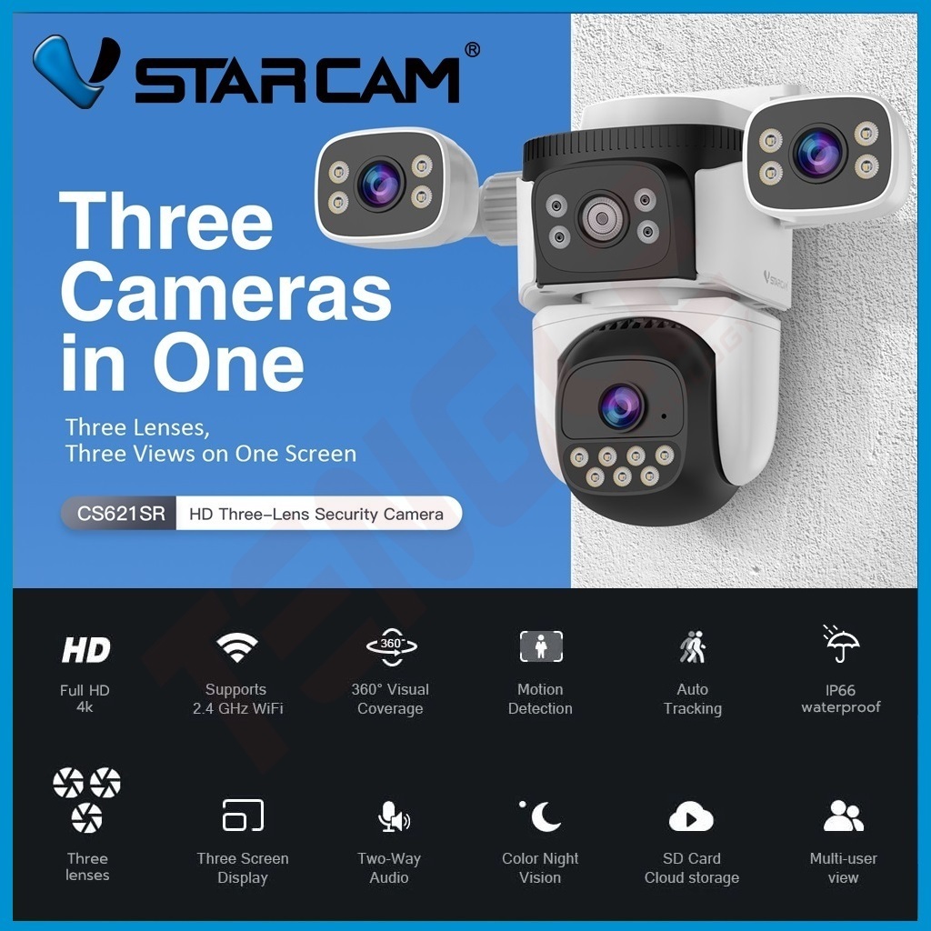 VSTARCAM CG621SR / CS621SR กล้องวงจรปิดไร้สาย FULL HD 6MP (1080p)+(3 ...