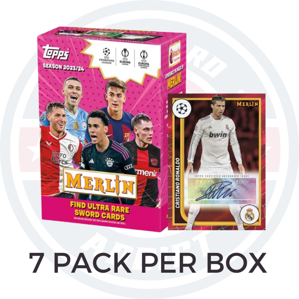 2023/24 Topps Chrome Merlin UEFA Club Competitions Soccer 7-Pack Blaster Box | Shopee Thailand