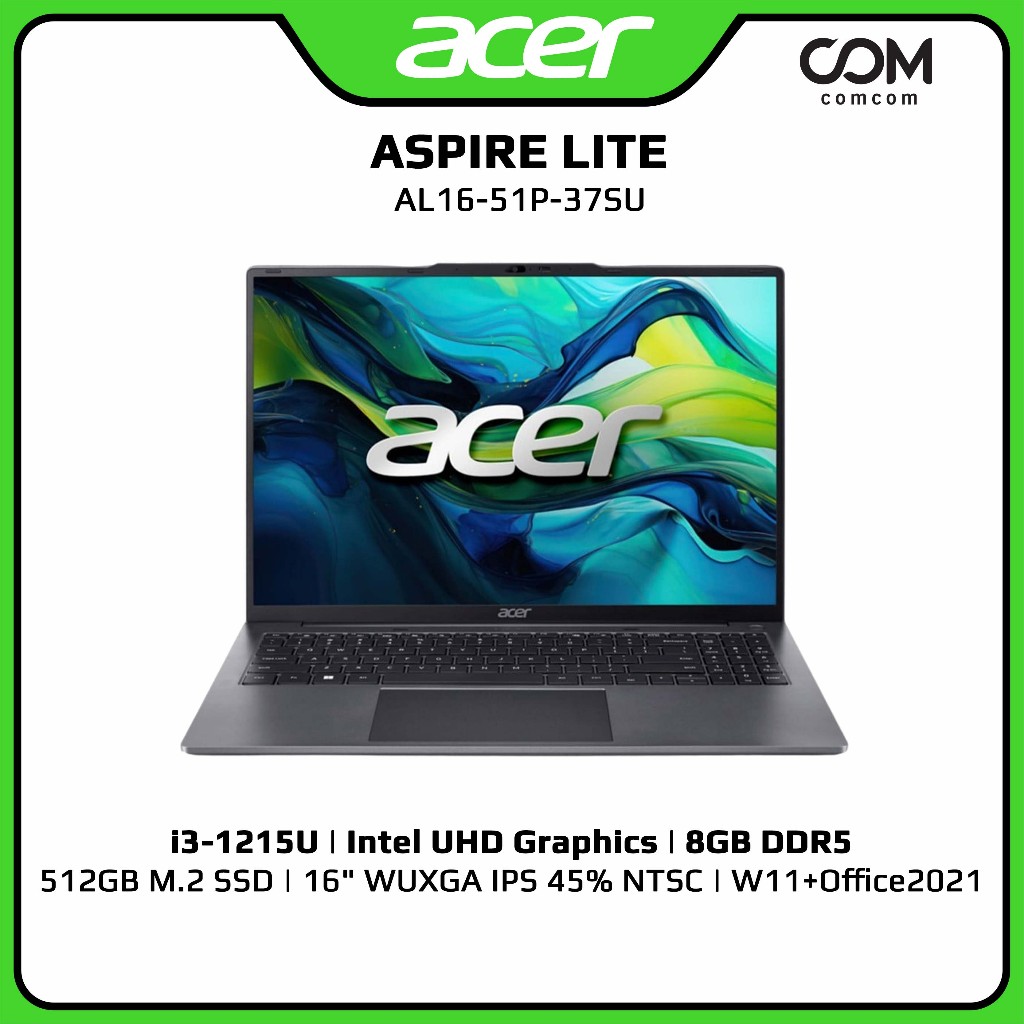 NOTEBOOK (โน้ตบุ้ค) ACER ASPIRE LITE AL16-51P-37SU BY COMCOM | Shopee ...