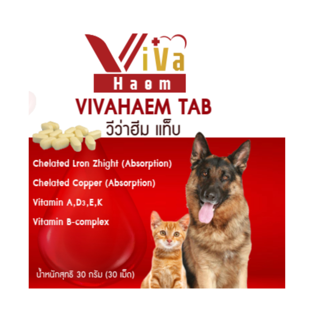 Viva Haem tab วิตามินบำรุงเลือดและสุขภาพ สำหรับสุนัขและแมว ชนิดน้ำ ...