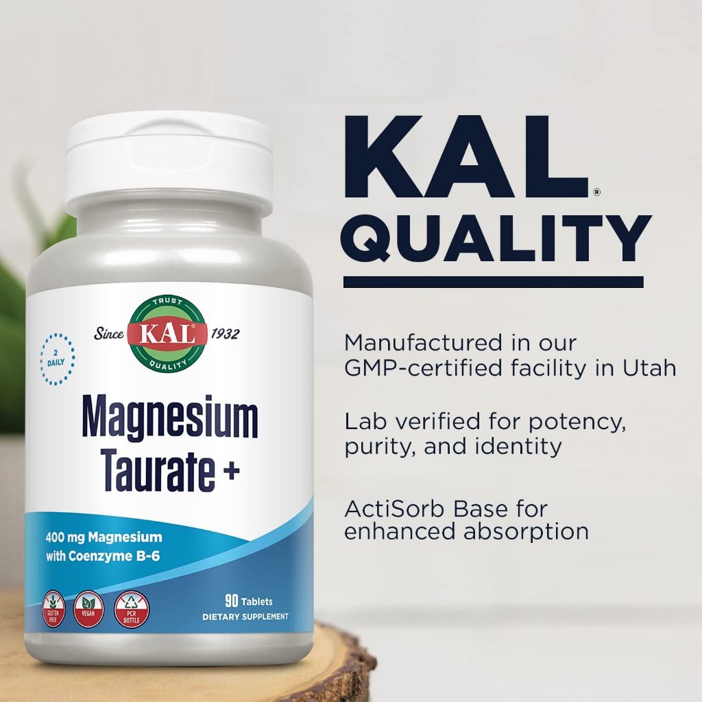 KAL, Magnesium Taurate +, 400 mg, 90 Tablets (200 mg per Tablet ...