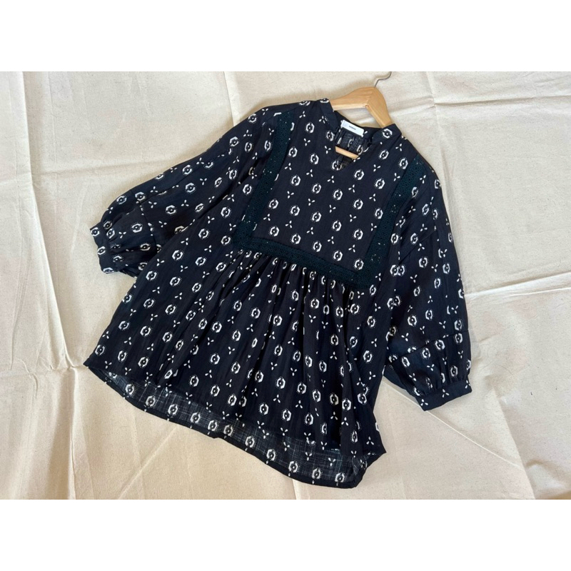 Minidress ลายสวย แขนพอง ผ้า cotton ผสม ลายน่ารักขับผิว อก 42-44 ยาว 28 ...