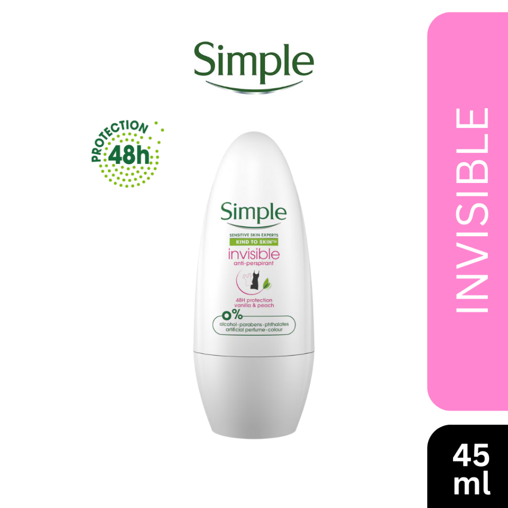 [ของแท้ ส่งเร็ว] โรลออน Simple Kind To Skin Invisible - Vanilla & Peach ...