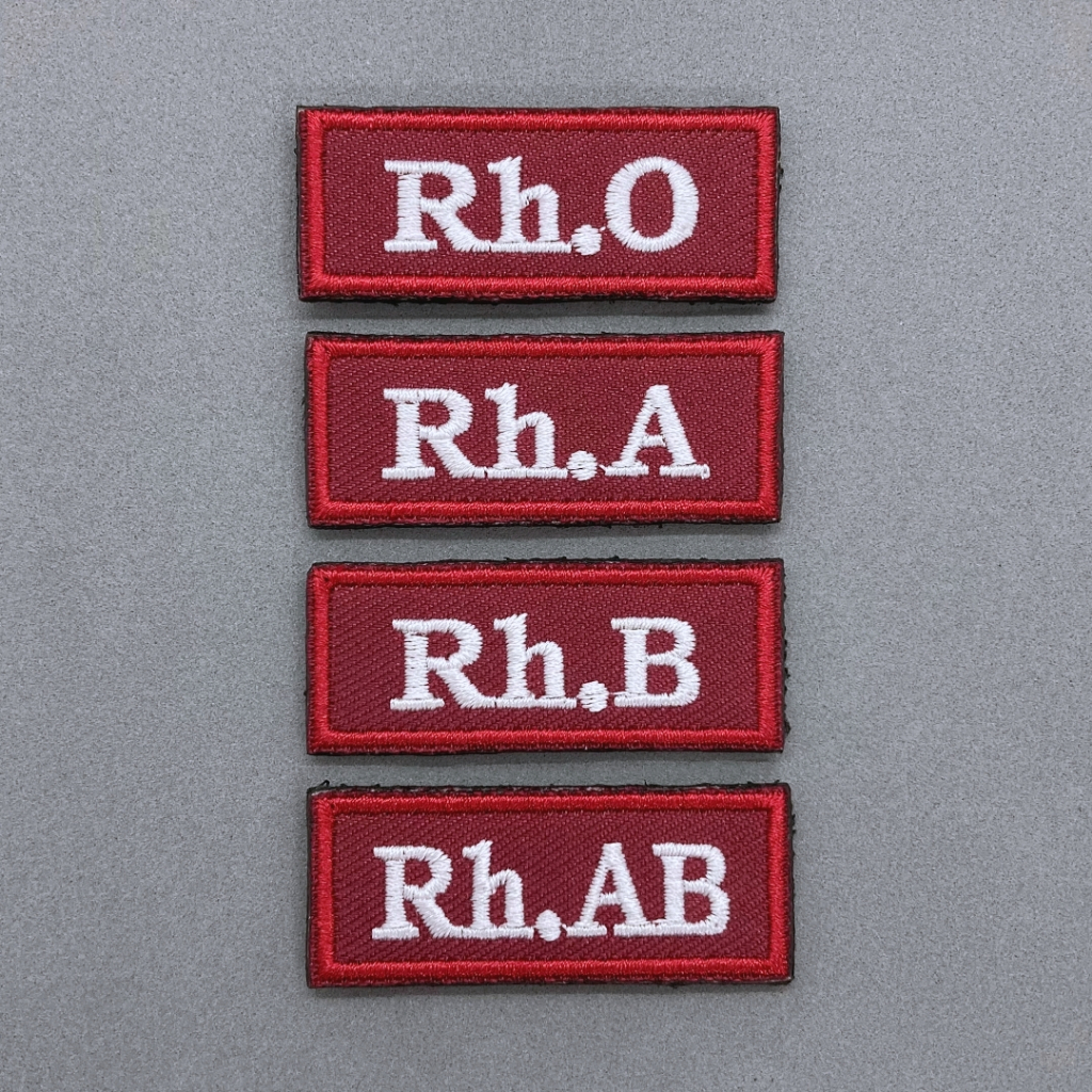 อาร์มกรุ๊ปเลือด อาร์มผ้า 2x5 cm ผ้าแดงปักขาว อาร์มกรุ๊ปเลือดตำรวจ งาน ...