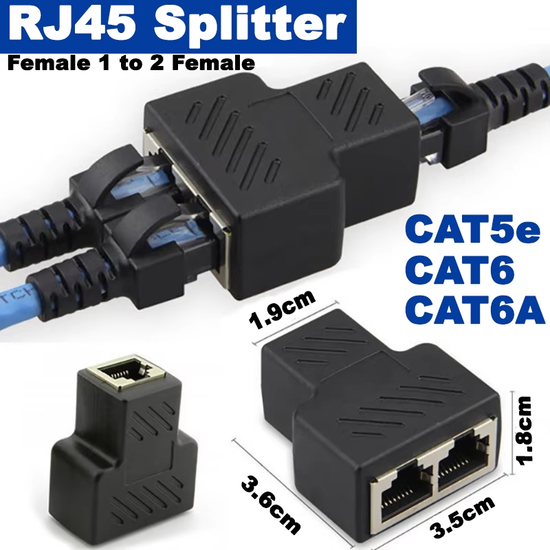 อแดปเตอร์ RJ45 Splitter 1 To 2 Ways LAN Ethernet Network Cable RJ45 ...