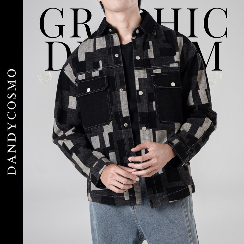 เสื้อแจ็คเก็ต Graphic-print denim Jacket DANDY COSMO เสื้อคลุม | Shopee ...