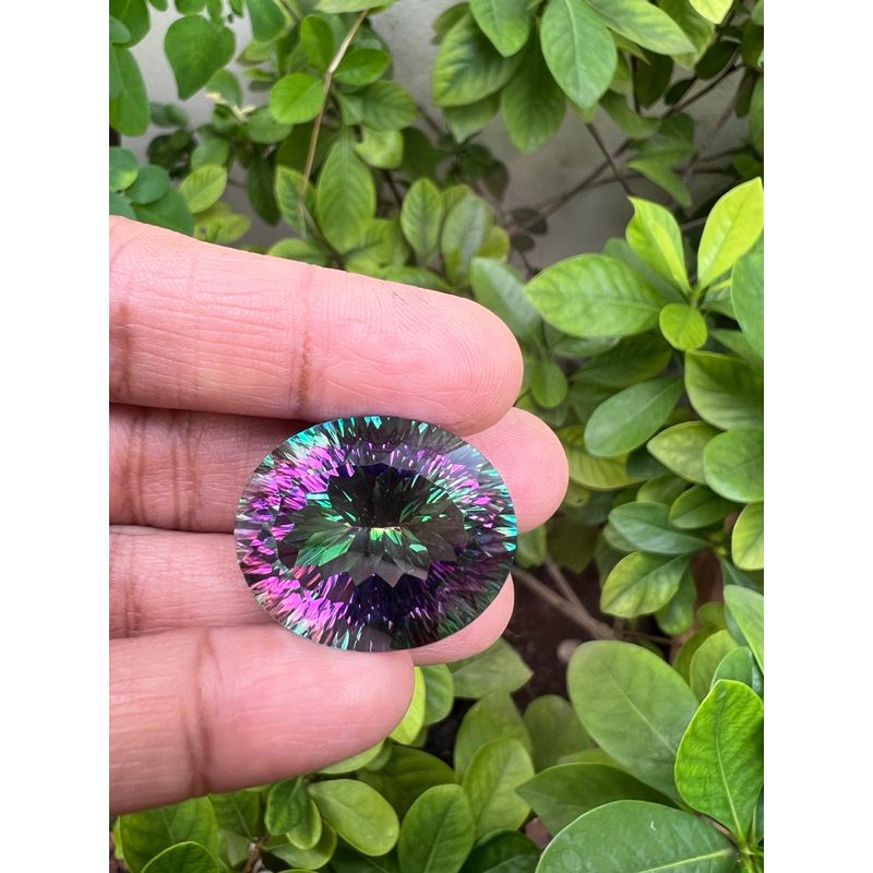 Mystic Topaz 27x22 mm Laser cut พลอยมีสติกโทพาส น้ำหนัก: 45 กะรัต/ เม็ด ...