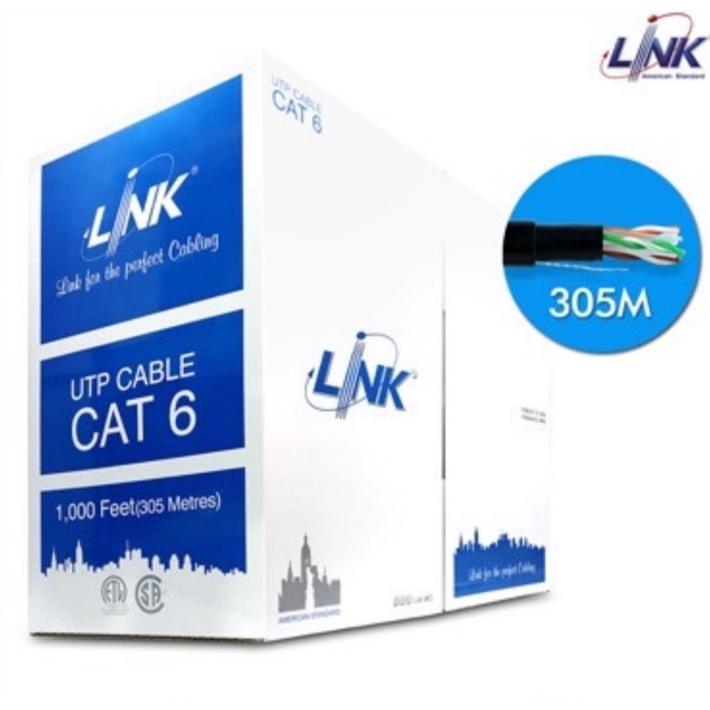 CAT6 UTP Cable (305m/Box) LINK (US-9106OUT) Outdoor สายแลนแบบภายนอก ...