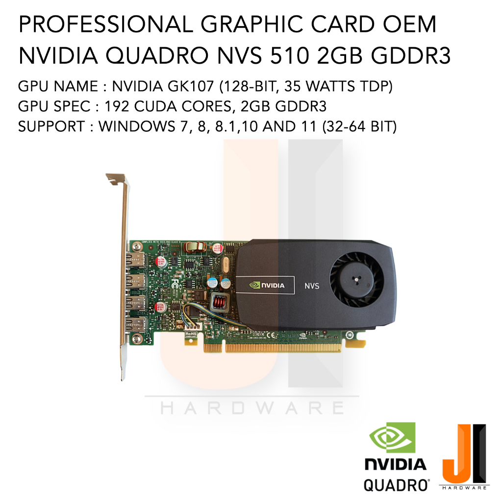 Professional graphic card Nvidia Quadro NVS 510 2GB 128-Bit GDDR3 OEM (สินค้ามือสองสภาพดีมีการ ...