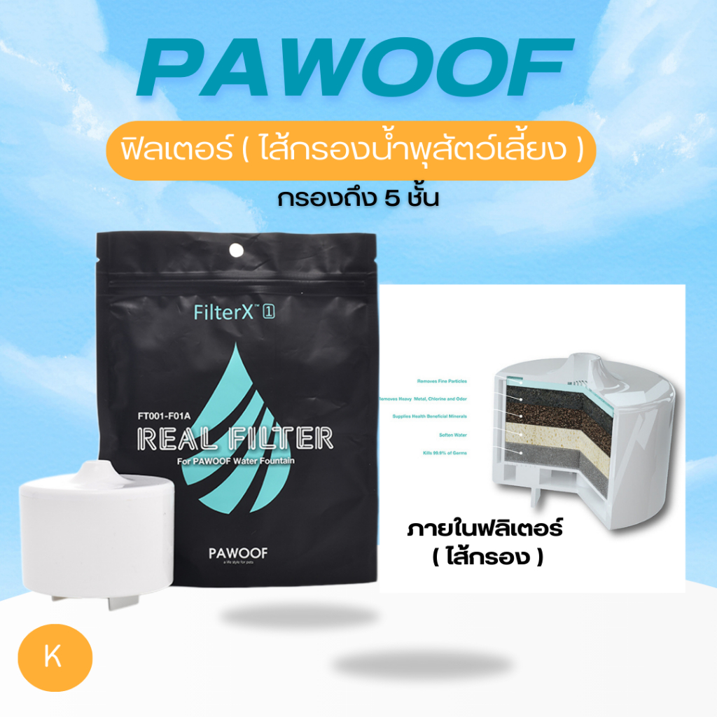 PAWOOF ไส้กรองเทพ น้ำพุแมว สำหรับสัตว์เลี้ยง ด้วยระบบการกรองน้ำ 5 ชั้น | Shopee Thailand
