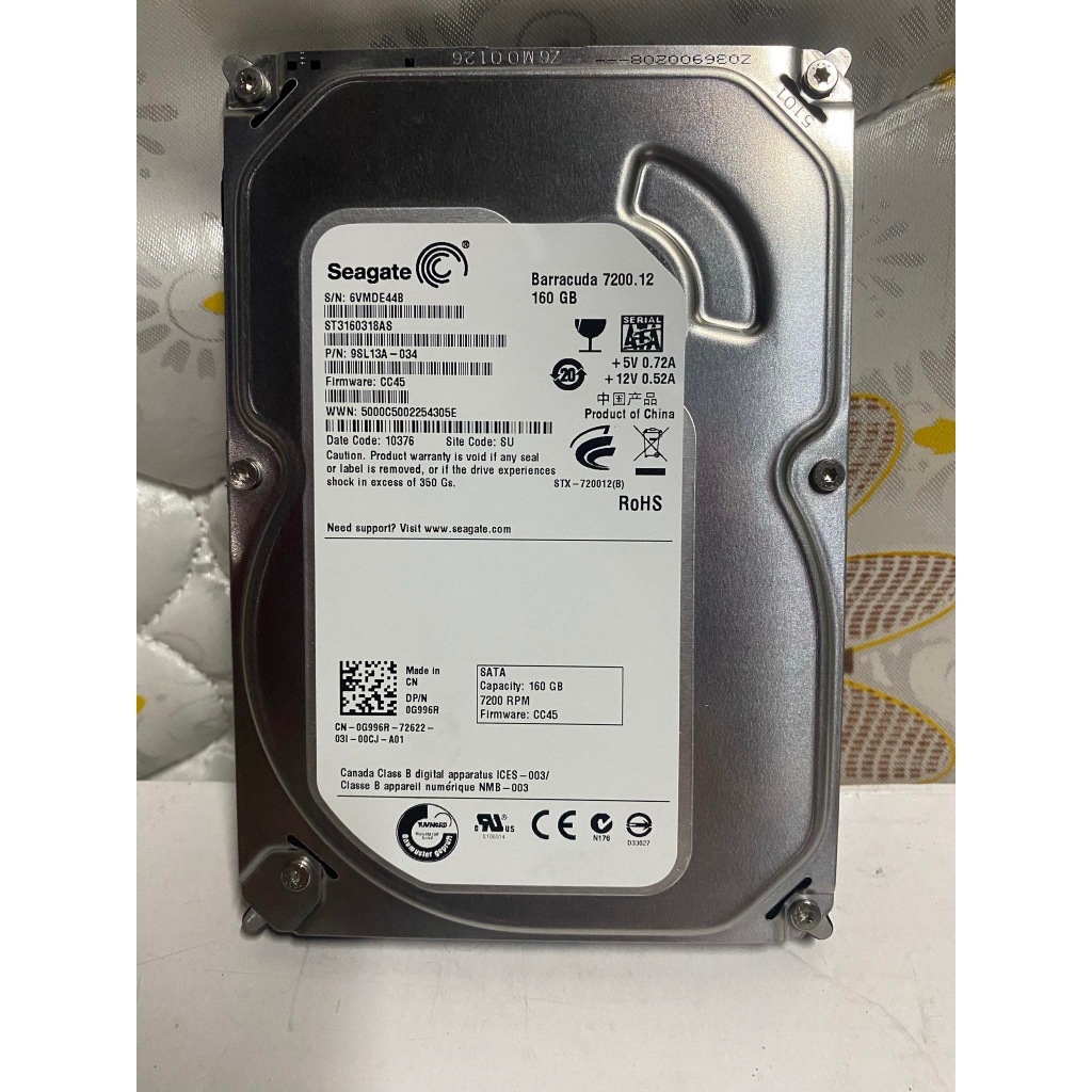 Harddisk 3.5" SATA ยี่ห้อ Seagate 160GB Model: ST3160318AS สำหรับ PC ...